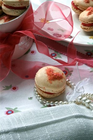 Pink Praline Macarons With Valentine's Day Hearts